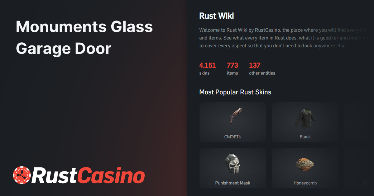 Monuments Glass Garage Door - Rust Skin Price & Details